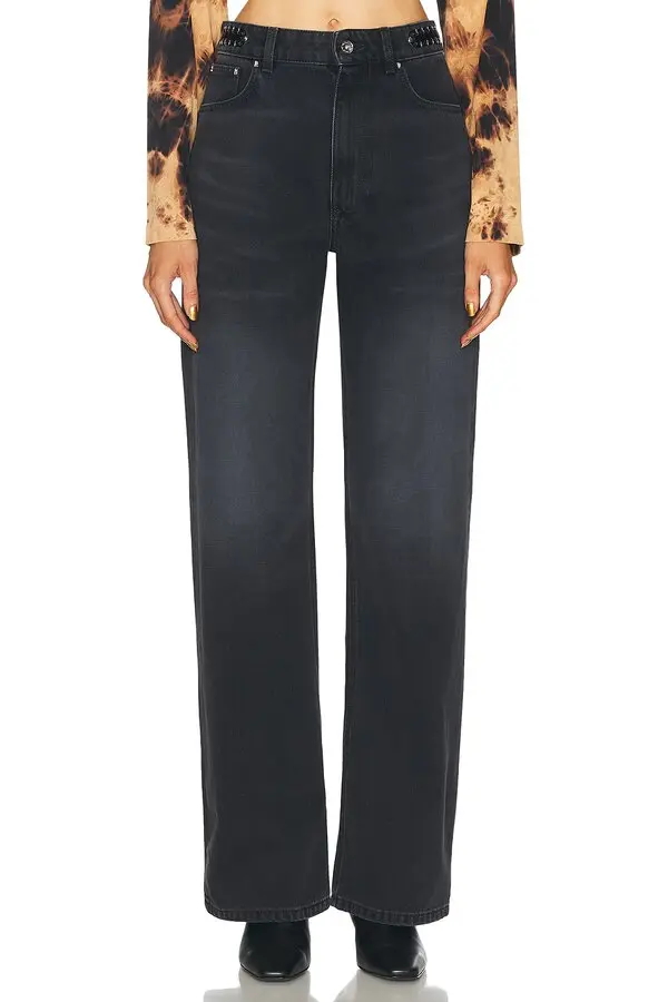 Rabanne Pantalon Straight Leg Jeans - Used Black Denim