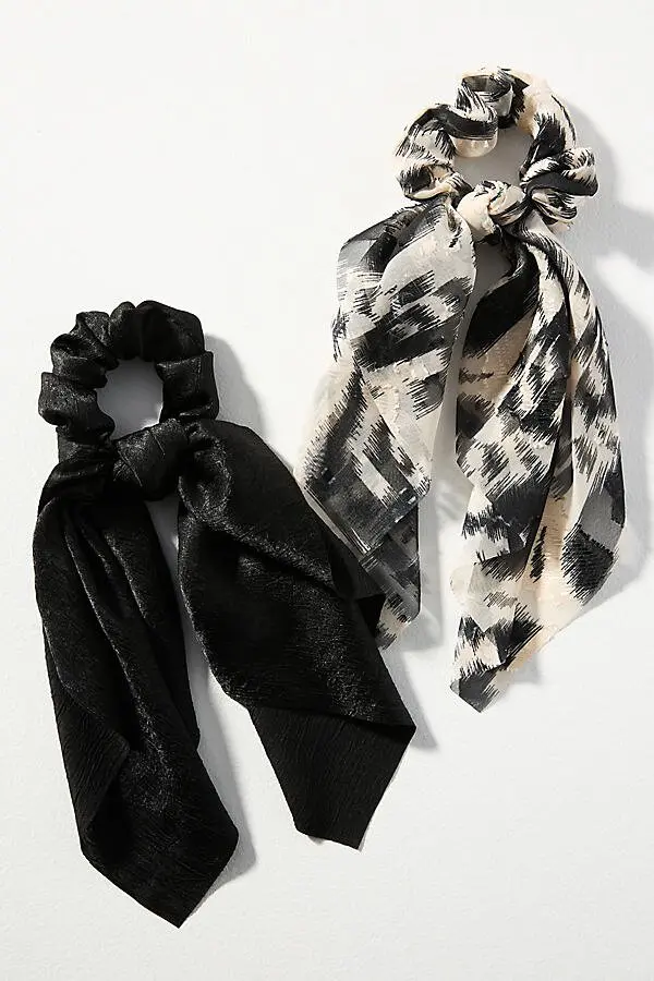 New?Anthropologie - Face Patterned Hair Scarf Scrunchies, Set of 4 Scarf Hair Scrunchie | Anthropologie main image 2