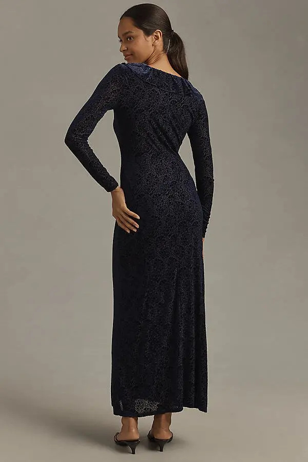anthropologie velvet maxi dress Anthropologie The Somerset Velvet Edition Maxi Dress Red Wine Size SMALL