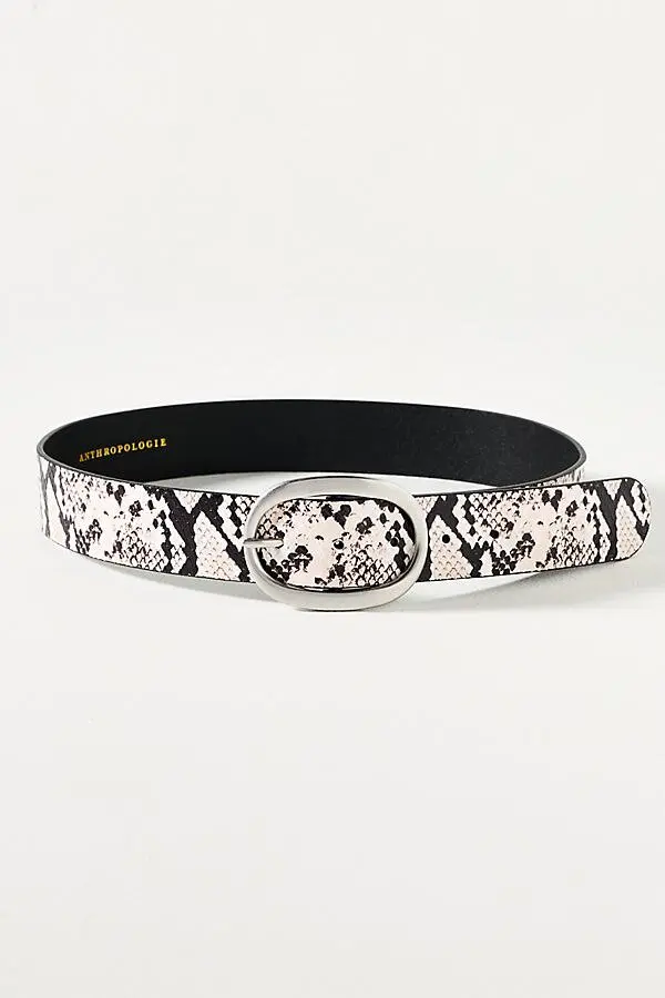Anthropologie Oval Buckle Leather Belt - Neutral