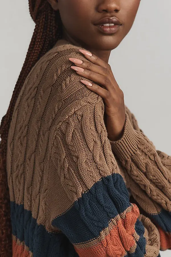 CONDITIONS APPLY Stripe Cable Cardigan Sweater
