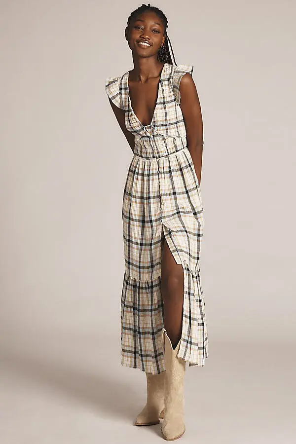 Anthropologie The Peregrine Midi Dress Plaid Edition In Multicolor