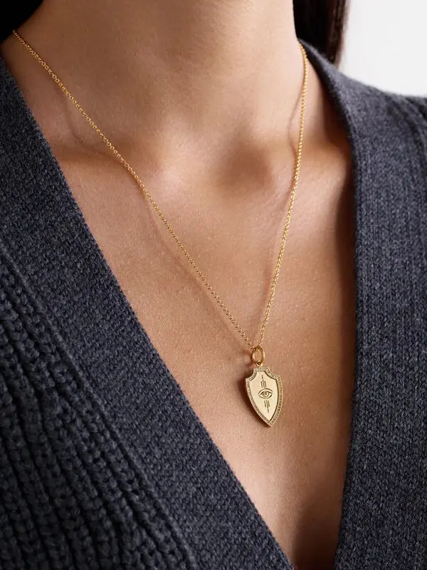 Jacquie Aiche 14-karat Diamond Shield Pendant
