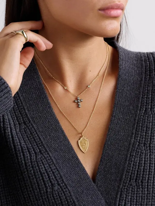 Jacquie Aiche 14-karat Diamond Shield Pendant