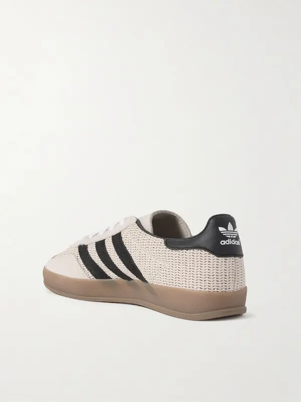 Adidas Originals By Alexander Wang Gazelle Indoor Suede, Grosgrain And  Leather-Trimmed Raffia Sneakers In Off-White - 30% Off | Editorialist