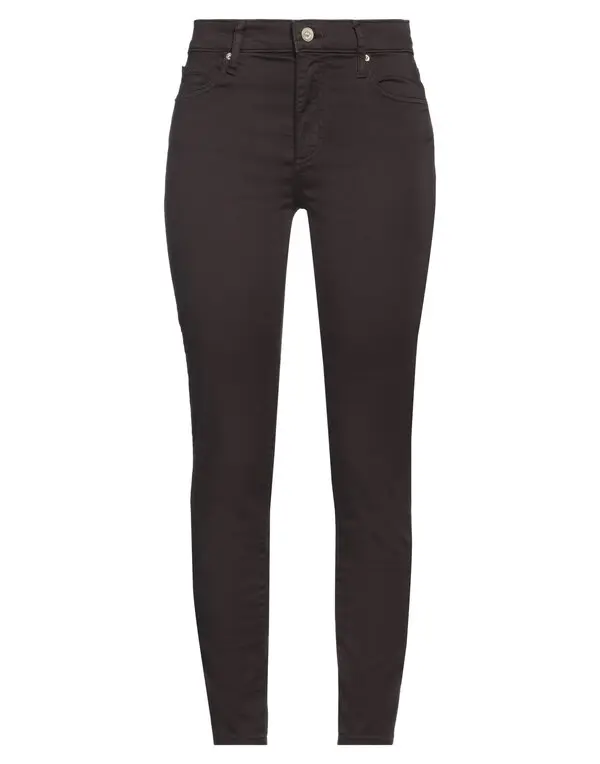Armani Exchange Slim Fit Stretch Pants With Leather Trims - Brown
