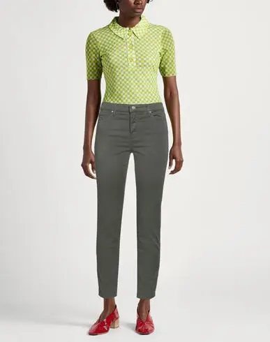 Armani Exchange Slim Fit Stretch Pants With Leather Trims - Green