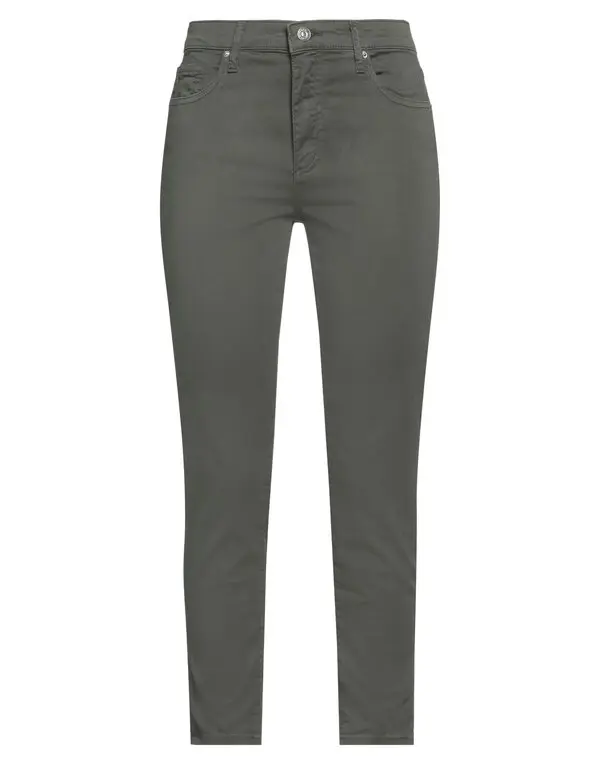Armani Exchange Slim Fit Stretch Pants With Leather Trims - Green