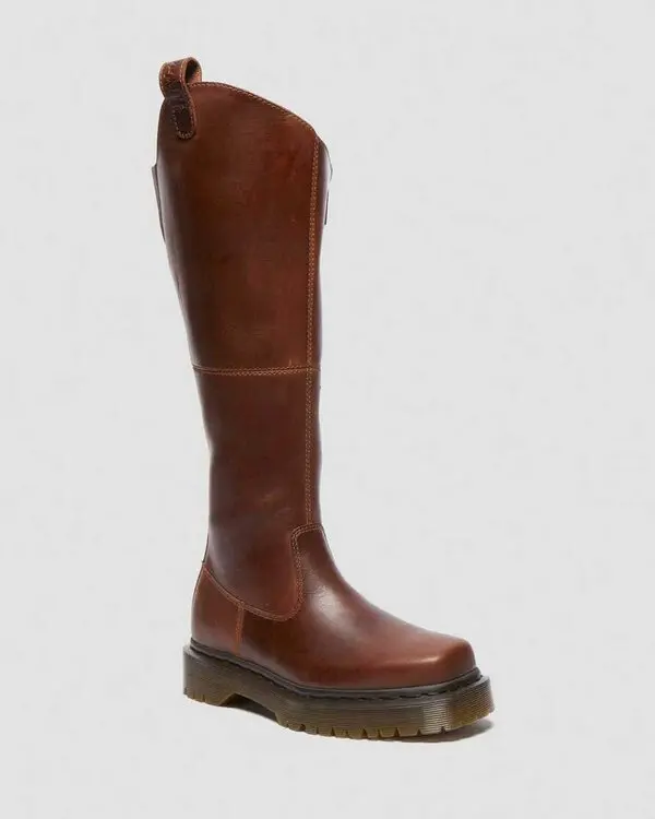 Dr. Martens Amaayah Knee High Leather Boots - Brown