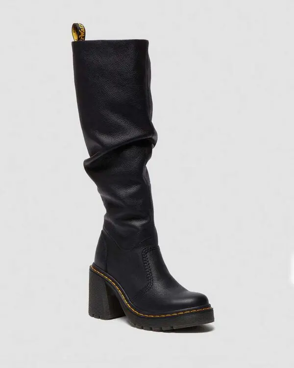 Dr. Martens Kasey Virginia Leather Knee High Boots - Black