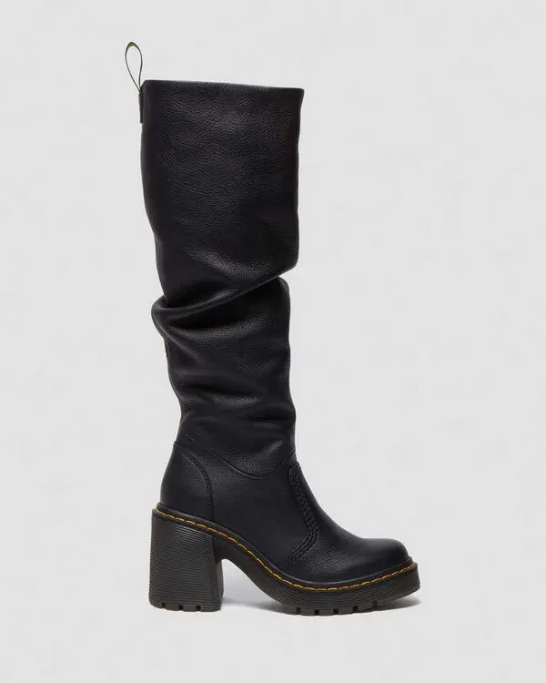 Martens Kasey Virginia Leather Knee High Boots Black