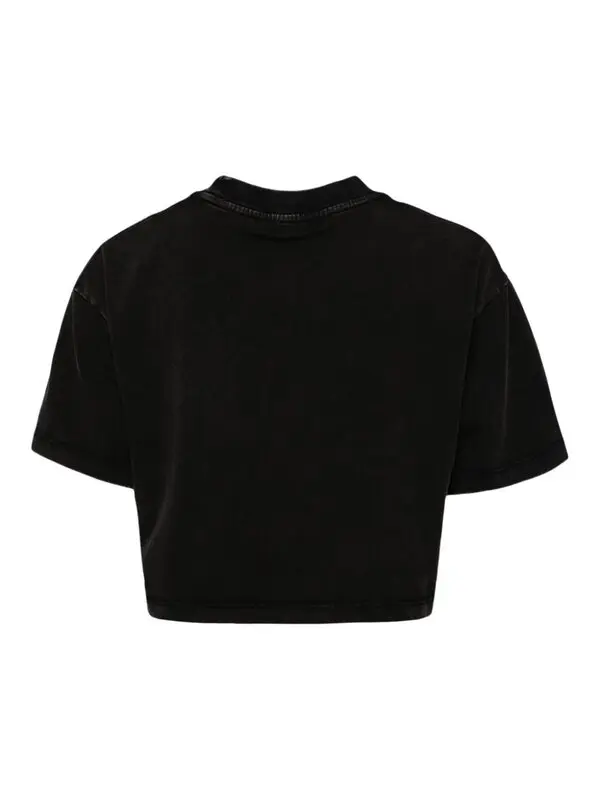 GROUND ZERO Logo-embroidered Cropped T-shirt