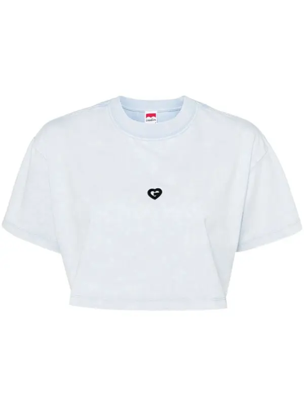 GROUND ZERO Logo Appliqué Cropped T-shirt - Blue