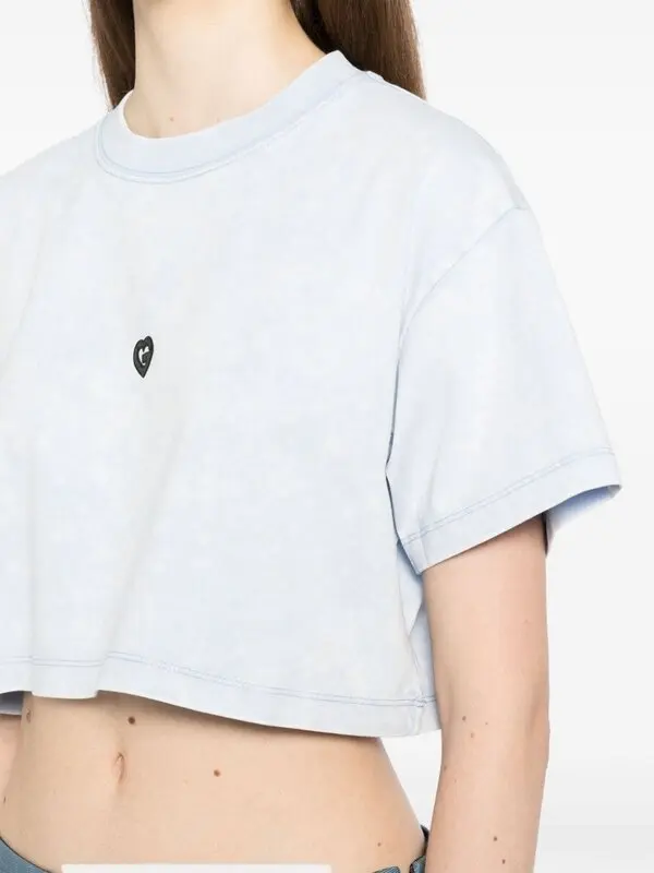 GROUND ZERO Logo Appliqué Cropped T-shirt - Blue