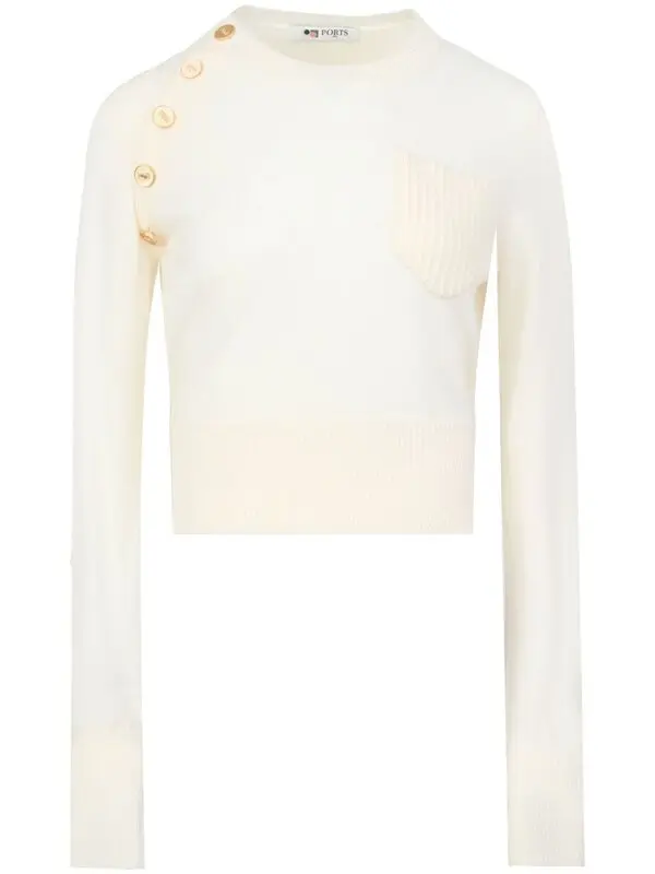 Ports 1961 Logo-button Wool Jumper - Neutrals
