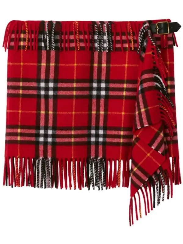 Burberry Tartan Wool-cashmere Skirt - Red