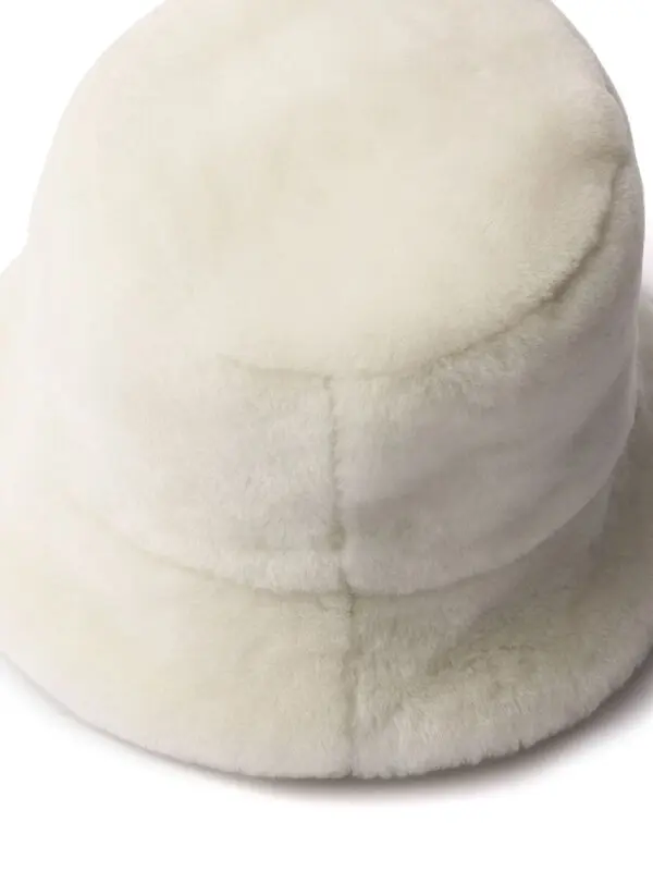 Prada Shearling Bucket Hat - White