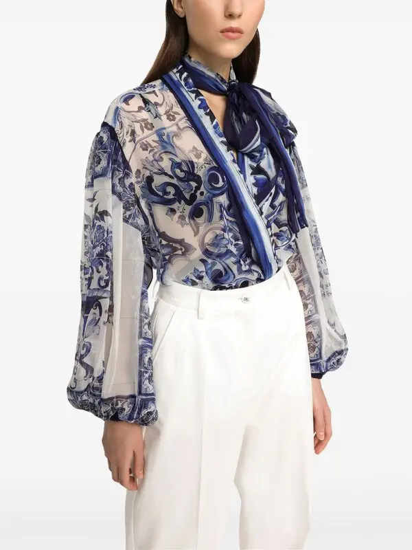Dolce & Gabbana Majolica-print Silk Blouse