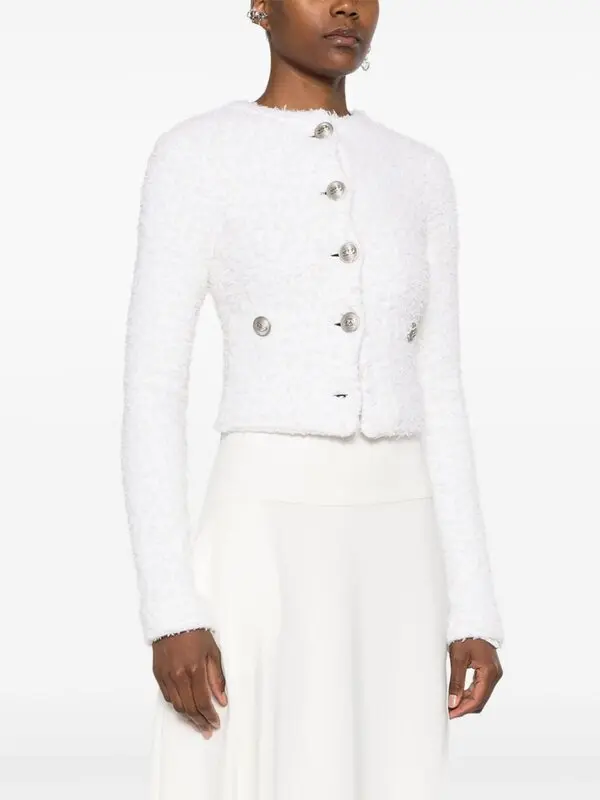 Balenciaga Cropped Tweed Jacket - White