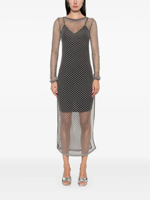 knee length dresses for ladies Mesh Cotton Tank Dress in Orange and Pink Stripe