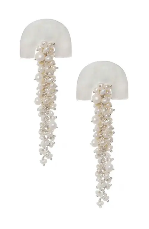 FREYA ROSE Hakuro Mother Of Pearl And Pearl Drop Earrings - Silver