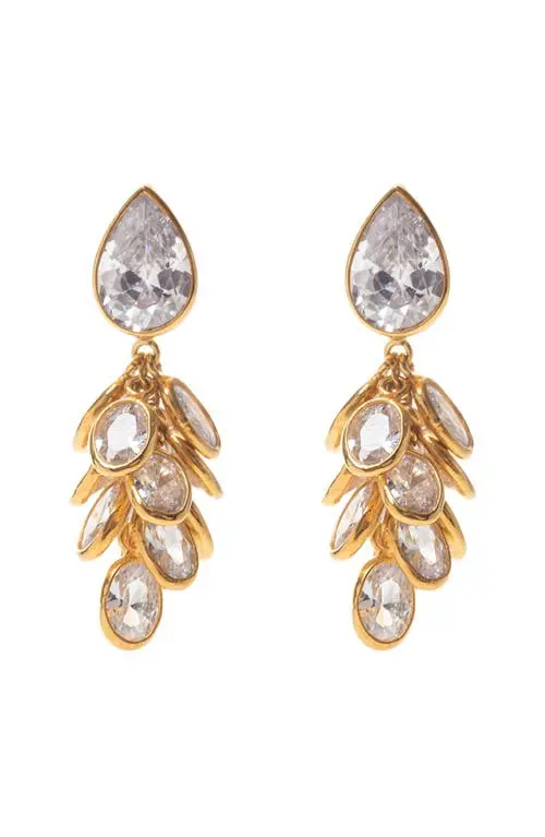 FREYA ROSE Petite Vermeil Crystal Drop Earrings - Gold