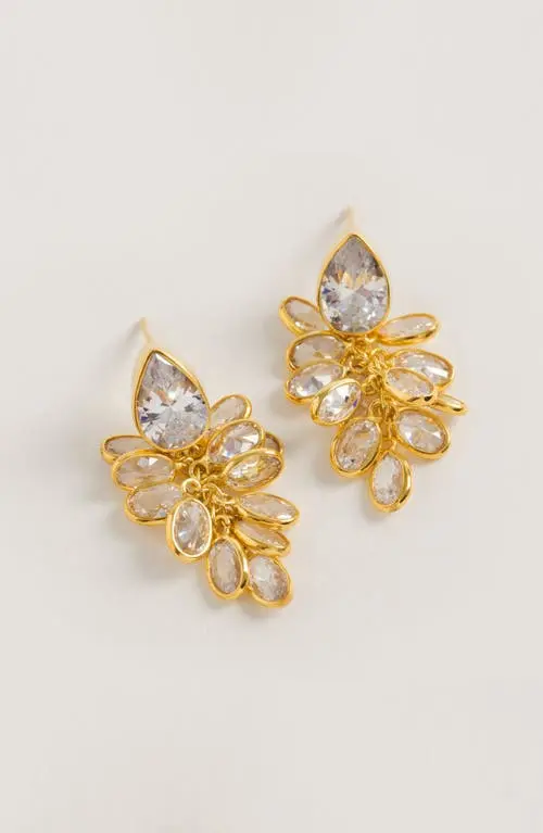 FREYA ROSE Petite Vermeil Crystal Drop Earrings - Gold