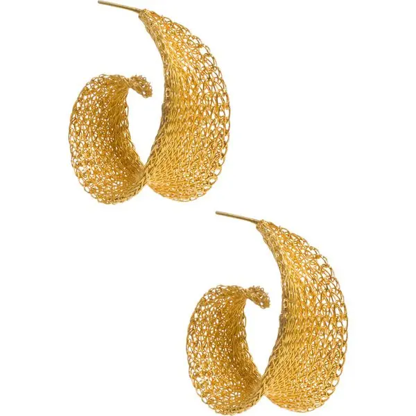 FREYA ROSE Weave Curled Hoop Earrings - Gold