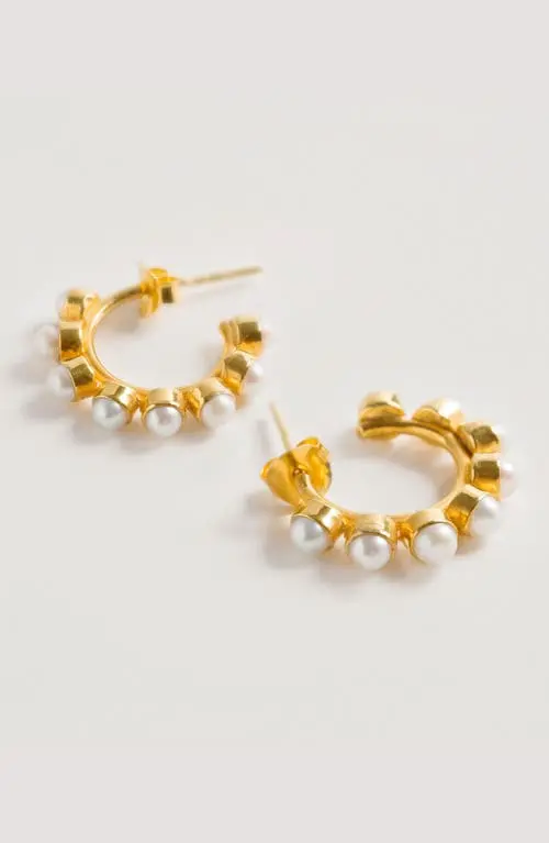 FREYA ROSE Mini Stud Pearl Hoop Earrings