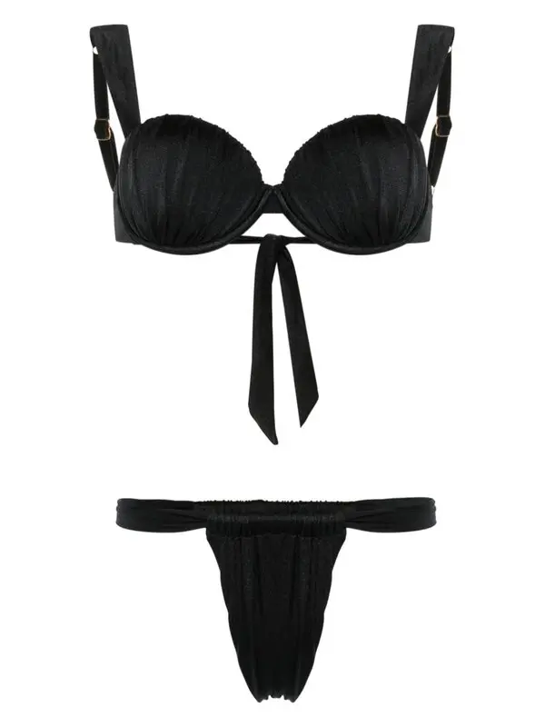 NOIRE SWIMWEAR Ruched Balconette Bikini - Black