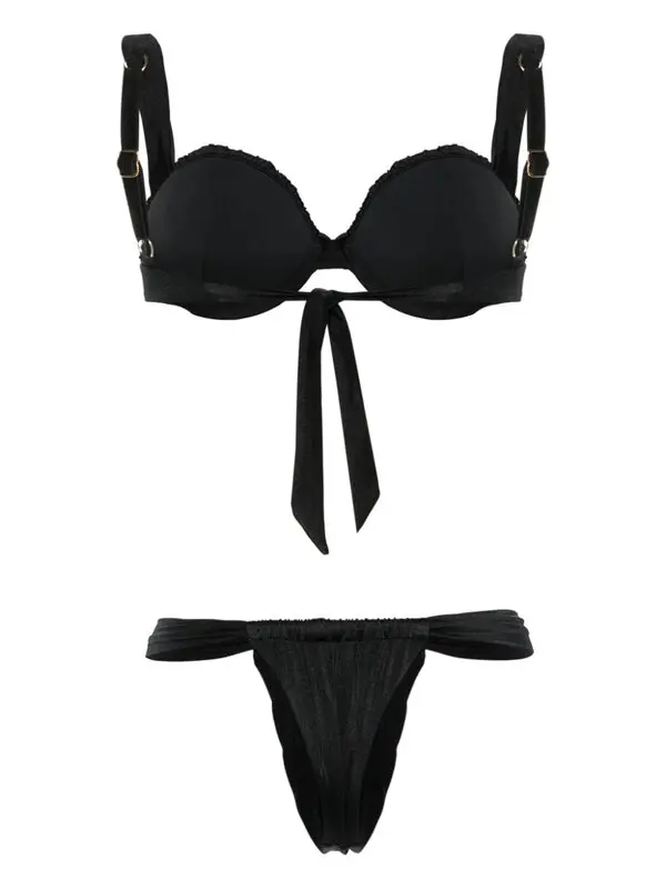 NOIRE SWIMWEAR Ruched Balconette Bikini - Black