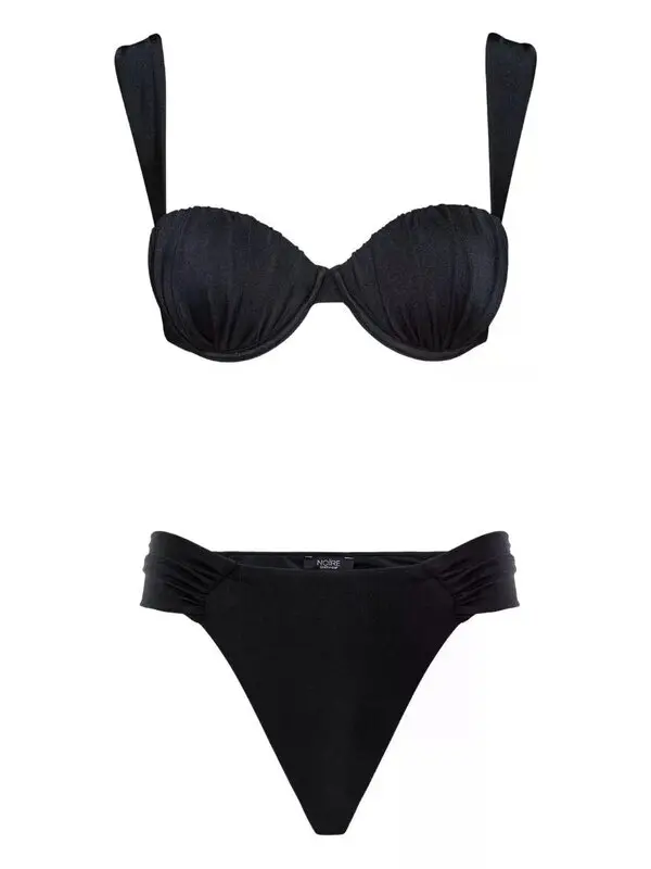 NOIRE SWIMWEAR Ruched Balconette Bikini - Black