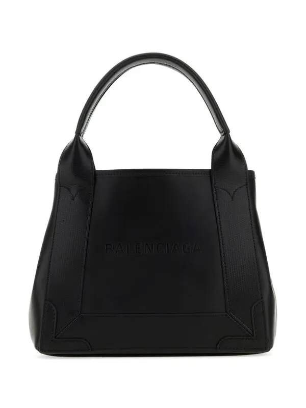 Balenciaga Debossed-logo Leather Tote - Black