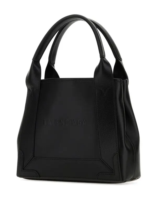 Balenciaga Debossed-logo Leather Tote - Black
