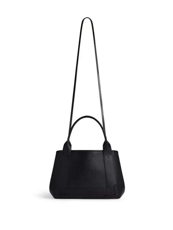 Balenciaga Debossed-logo Leather Tote - Black