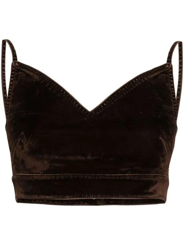 Loewe Velour V-neck Cropped Top