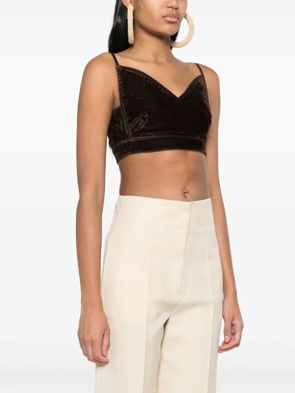 Loewe Velour V-neck Cropped Top