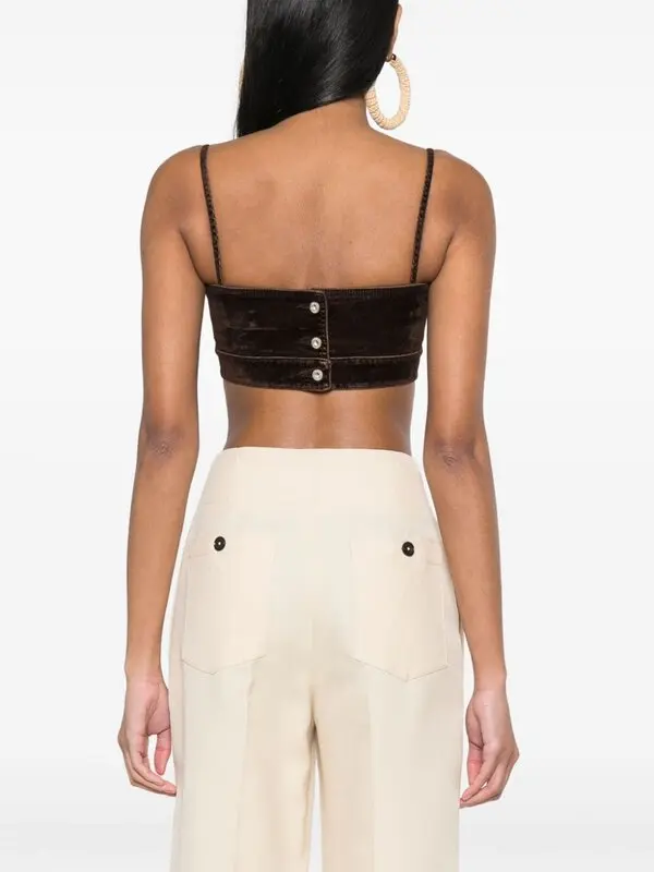 Loewe Velour V-neck Cropped Top