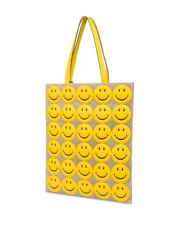 Moschino Smiley Leather Shoulder Bag - Yellow