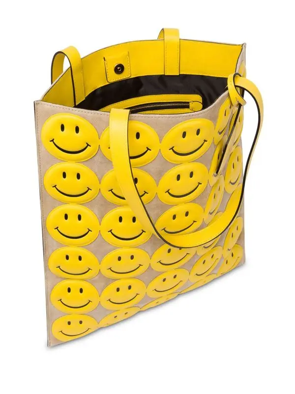 Moschino Smiley Leather Shoulder Bag - Yellow