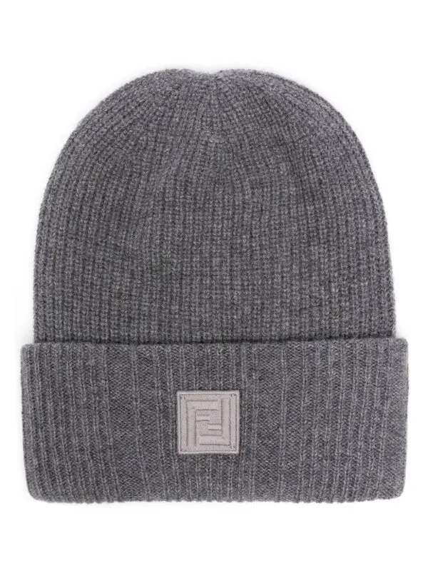 Fendi Ff-motif Beanie - Grey