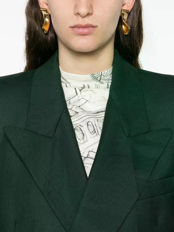 Victoria Beckham Pointed-shoulder Double-breasted Blazer - Green