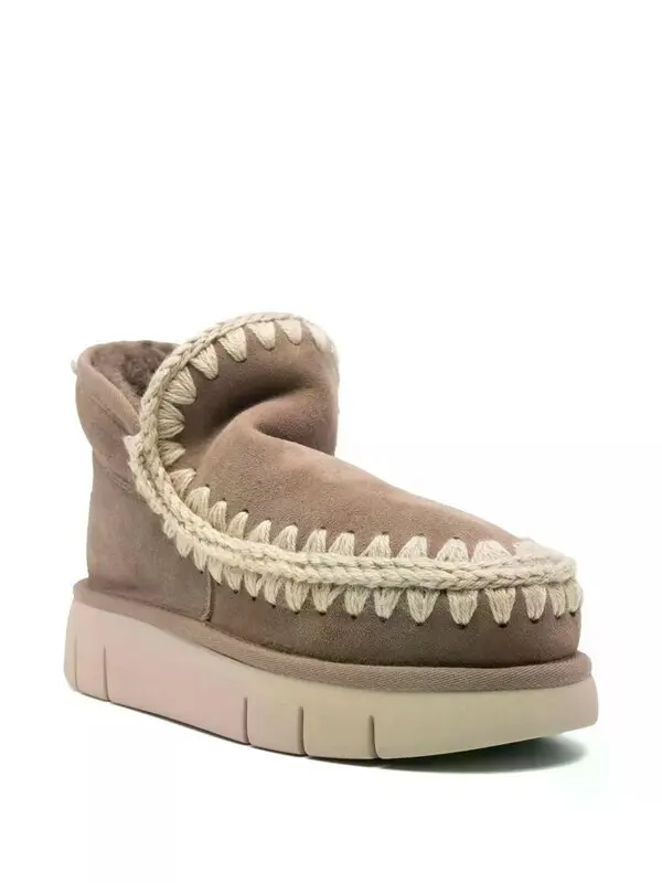 Mou Taupe Suede Slip-on Boots With Shearling Lining