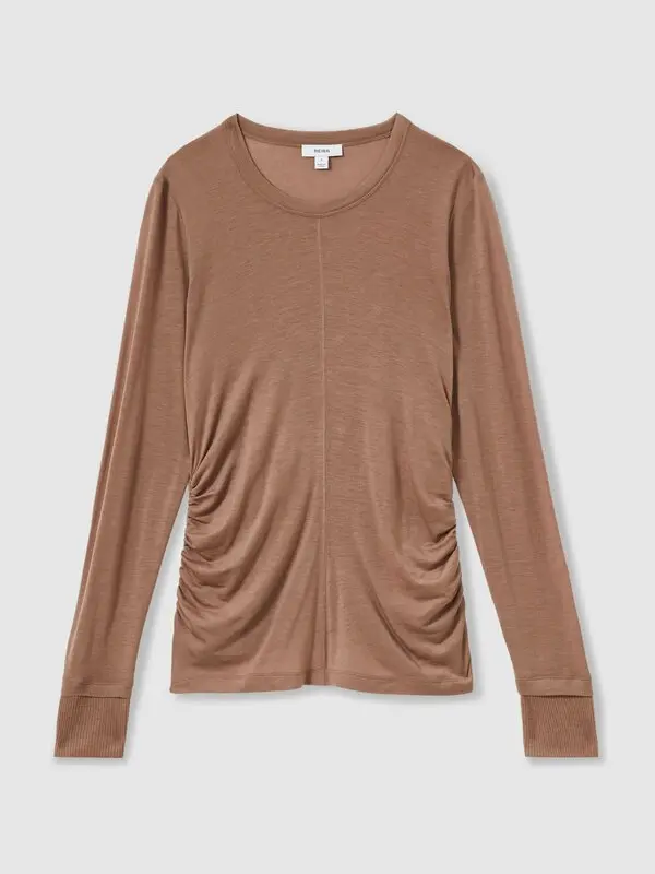 REISS Sierra Ruched Top - Mink
