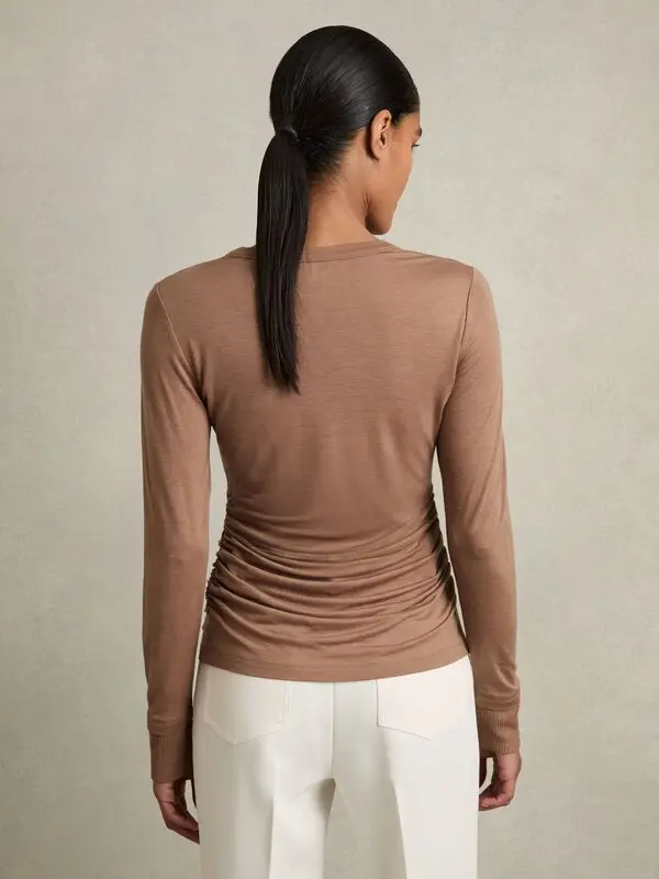REISS Sierra Ruched Top - Mink