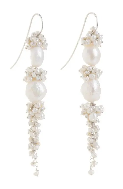 FREYA ROSE Baroque Pearl Long Drop Earrings - Ivory