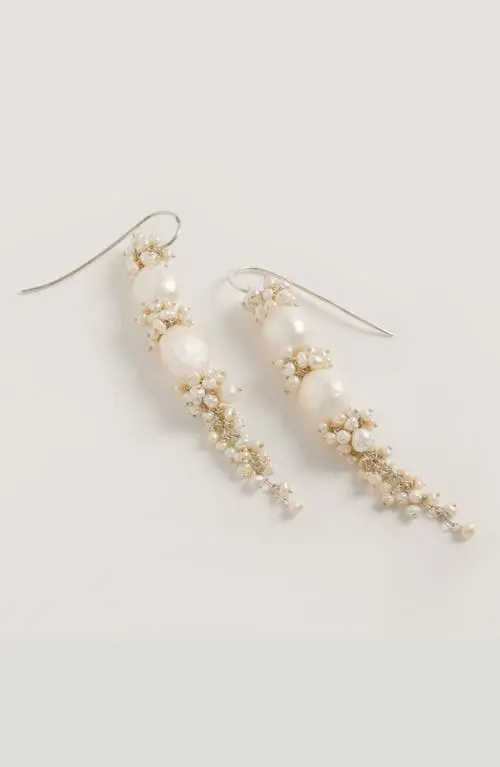 FREYA ROSE Baroque Pearl Long Drop Earrings - Ivory