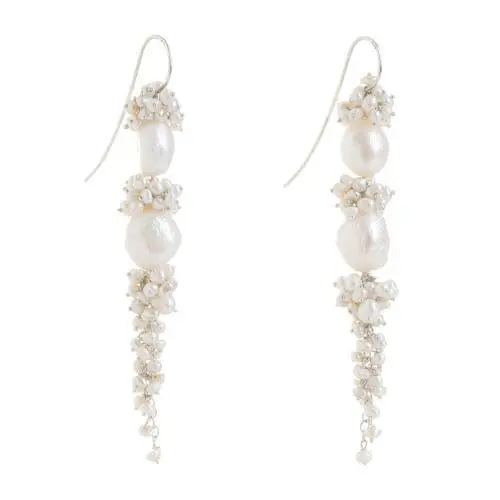 FREYA ROSE Baroque Pearl Long Drop Earrings - Ivory