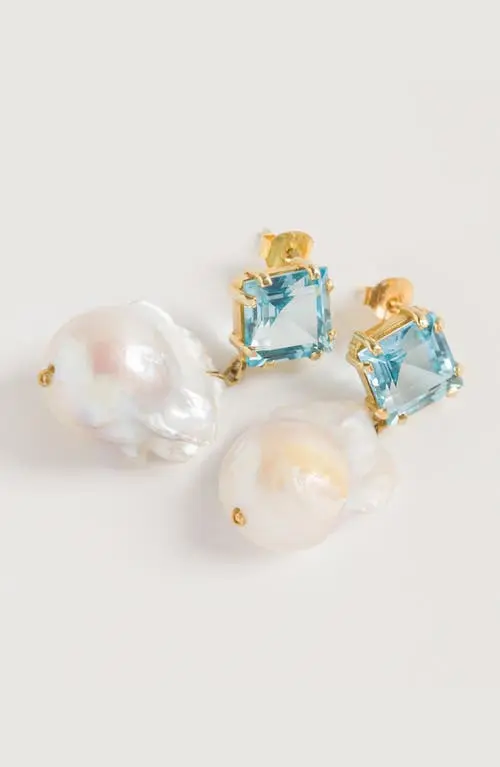 FREYA ROSE Blue Topaz Baroque Drop Earrings