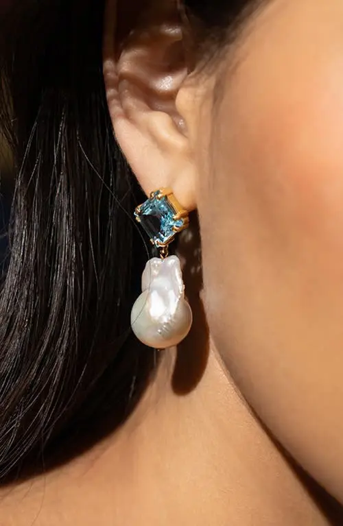 FREYA ROSE Blue Topaz Baroque Drop Earrings
